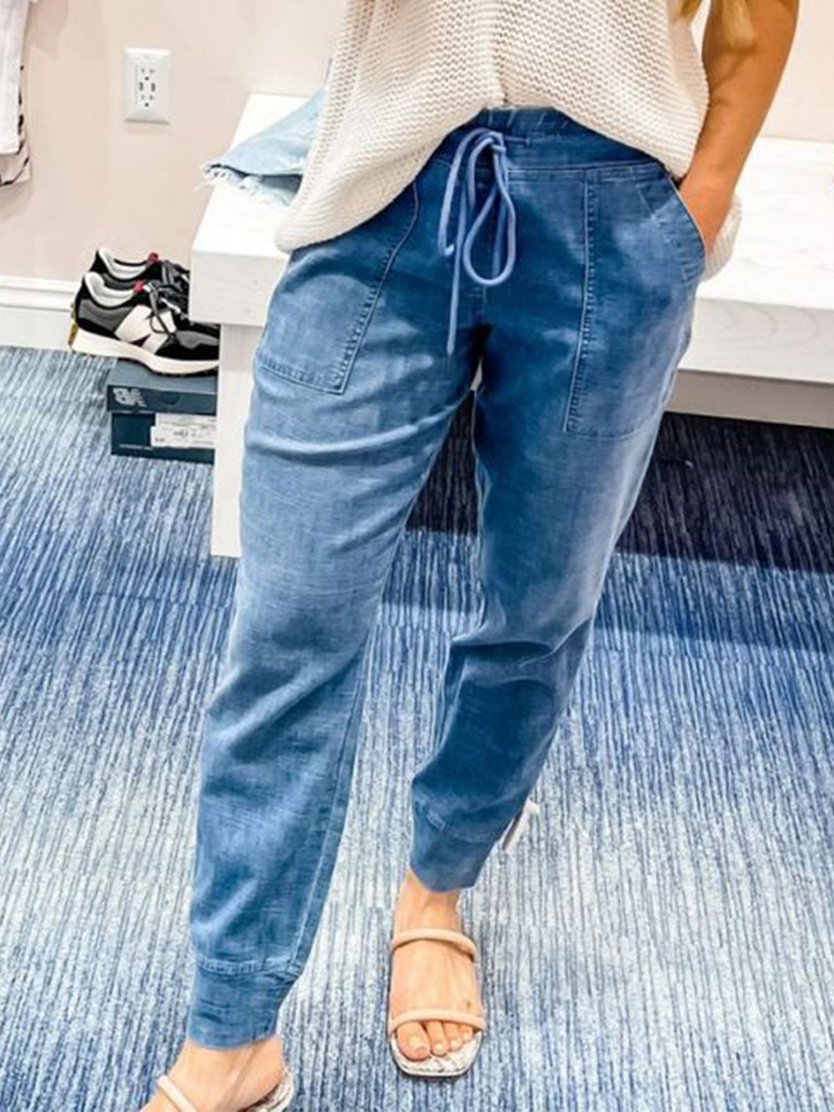 Casual Denim Drawstring Jeans | justfashionnow