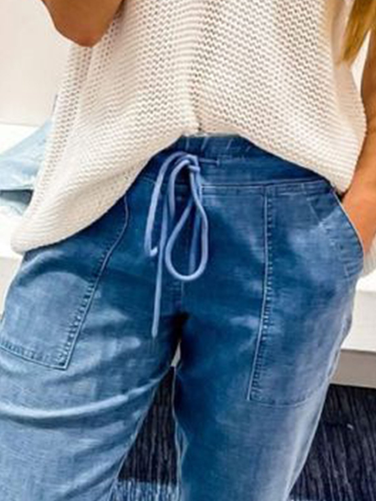Casual Denim Drawstring Jeans | justfashionnow