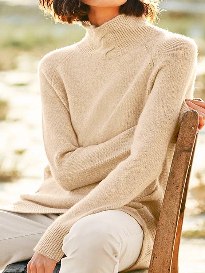 Long Sleeve Turtleneck Knitted Basic Sweater | justfashionnow