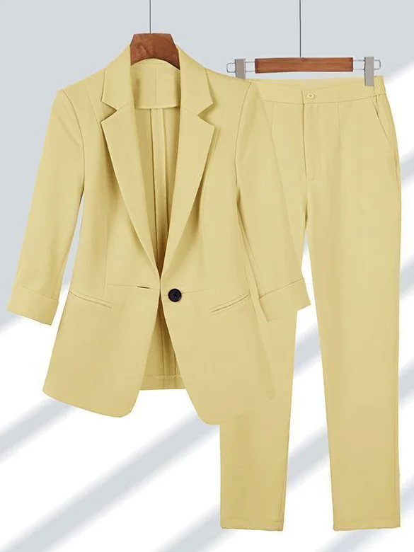 Women's Plain Daily Going Out Two Piece Set Long Sleeve Simple Spring ...