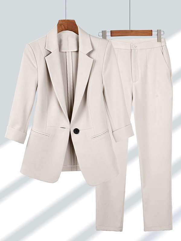 Women's Plain Daily Going Out Two Piece Set Long Sleeve Simple Spring ...