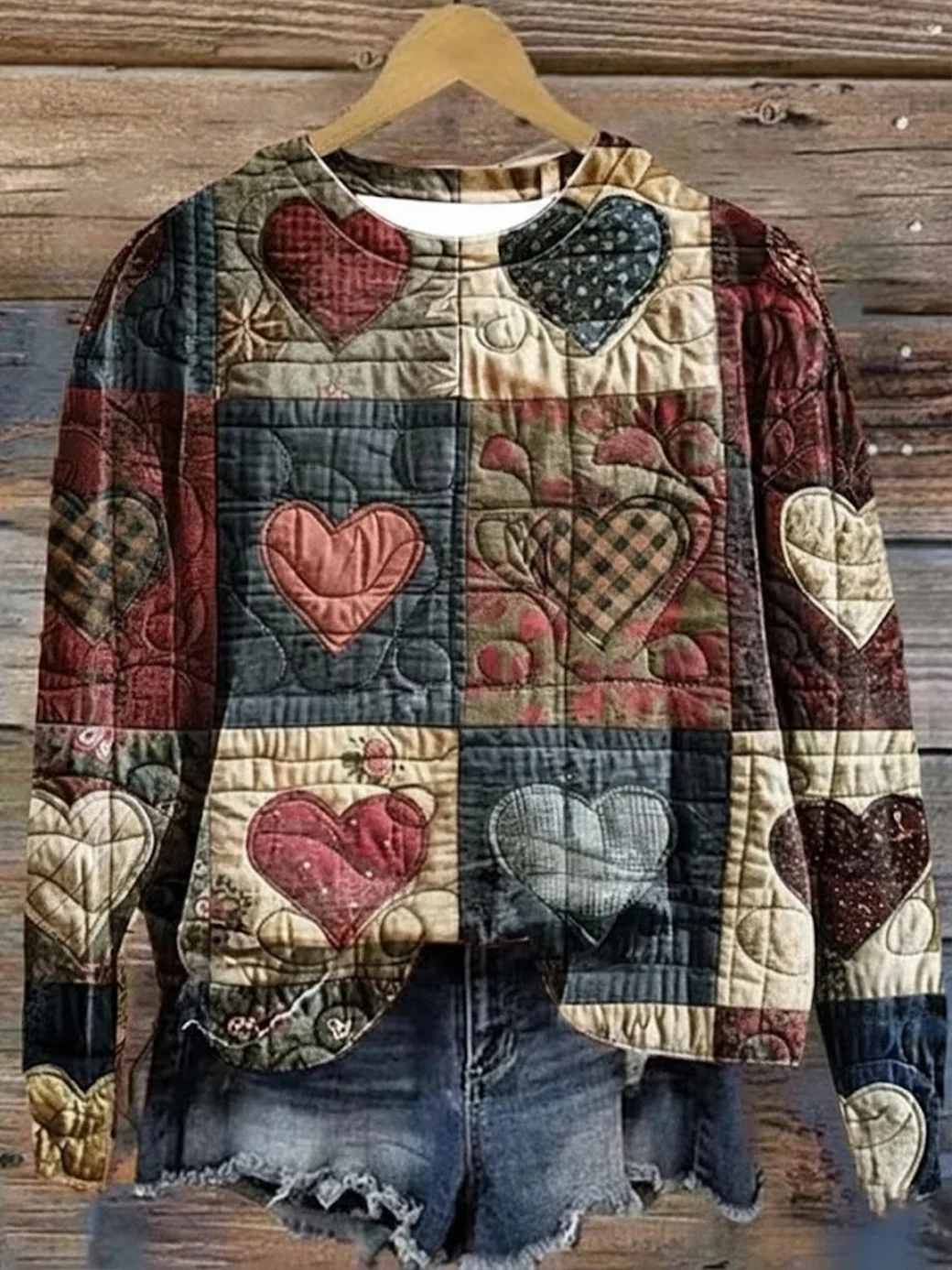 Women Heart/Cordate Crew Neck Printing Casual Spring/Fall Long Sleeve ...