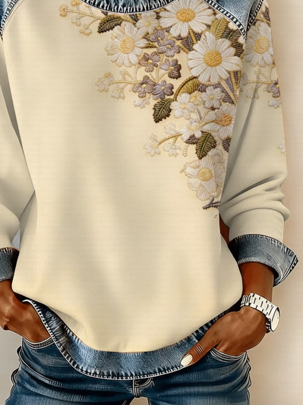 Women Floral Crew Neck Printing Vintage Spring/Fall Long Sleeve ...