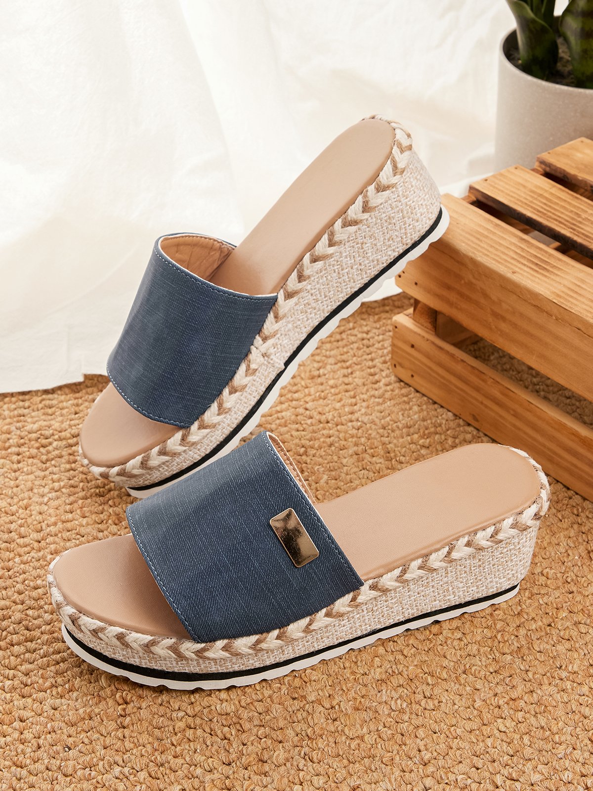 JFN Resort Hemp Rope Sole Wedge Sandals | justfashionnow