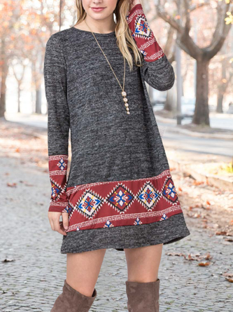 Retro A-type dress with ethnic pattern | justfashionnow
