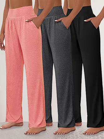 Women's Elastic Waist H-Line Straight Pants Daily Going Out Pants ...