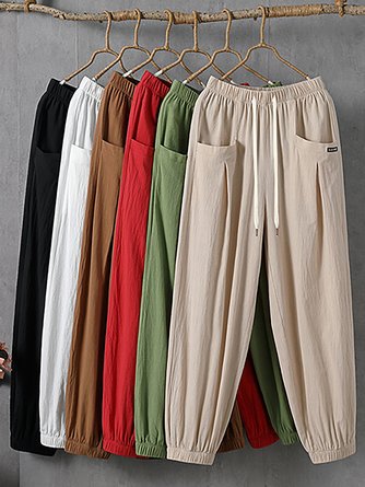 Women's Elastic Waist H-Line Ankle Banded Pants Daily Going Out Pants ...