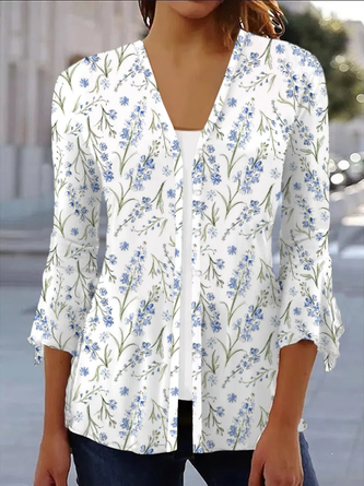 Women's Floral Spring/Fall Cover-up Casual Printing Lightweight ...