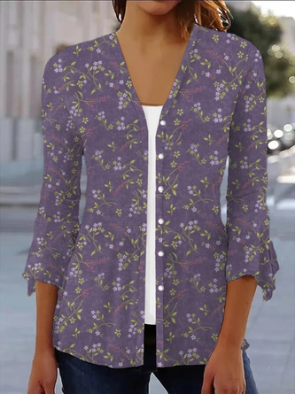 Women's Floral Spring/Fall Cover-up Casual Printing Lightweight ...