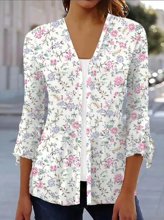 Women's Floral Spring/Fall Cover-up Casual Printing Lightweight ...