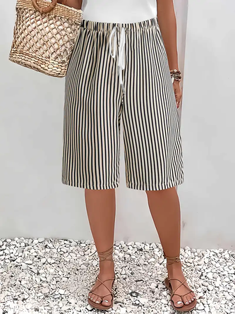 Women Striped Fifth Pants Pant Casual Summer Trousers | justfashionnow
