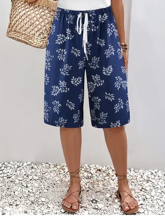 Women Floral Fifth Pants Pant Casual Summer Trousers | justfashionnow