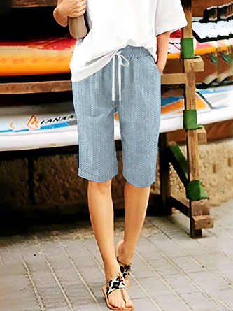 Women Faux Denim Print Graphic Fifth Pants Pant Casual Summer Trousers ...