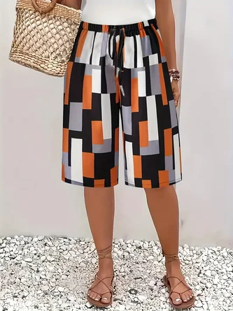 Women Geometric Fifth Pants Pant Casual Summer Trousers | justfashionnow