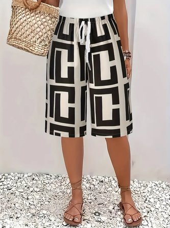 Women Geometric Fifth Pants Pant Casual Summer Trousers | justfashionnow