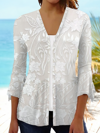 Women Floral Spring/Fall Cover-up Casual Printing Lightweight Cardigan ...