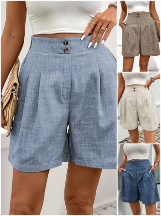Women Plain Fifth Pants Straight Pants Casual Summer Shorts ...