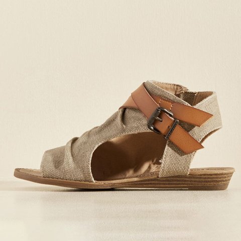Women Plus Size Denim Cloth Adjustable Buckle Sandals - JustFashionNow.com
