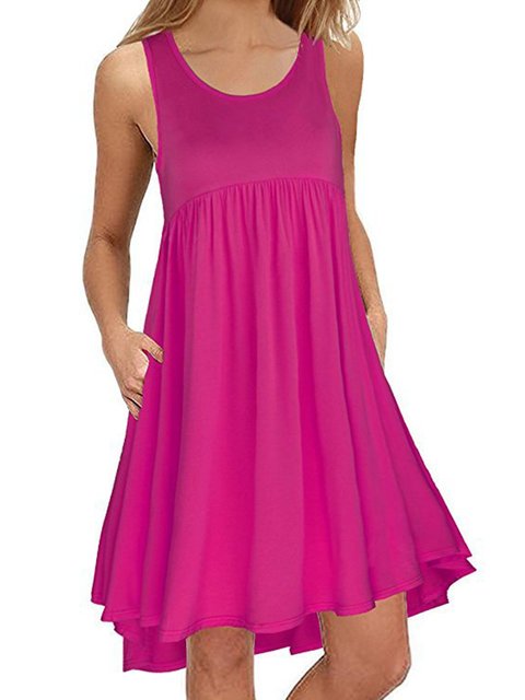 Justfashionnow Summer Dresses Sundress Holiday Shift Crew Neck Casual