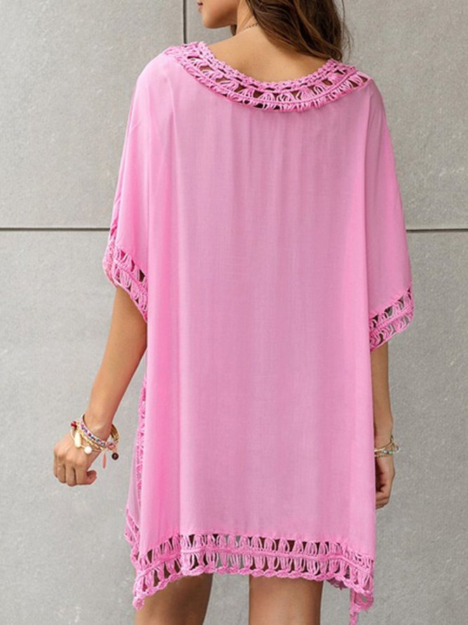 V Neck Women Daily Half Sleeve Basic Paneled Summer Dress Womens Clothing Justfashionnow