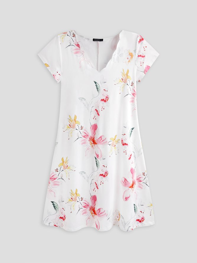 Casual Floral Short Sleeve Knit Dress Justfashionnow