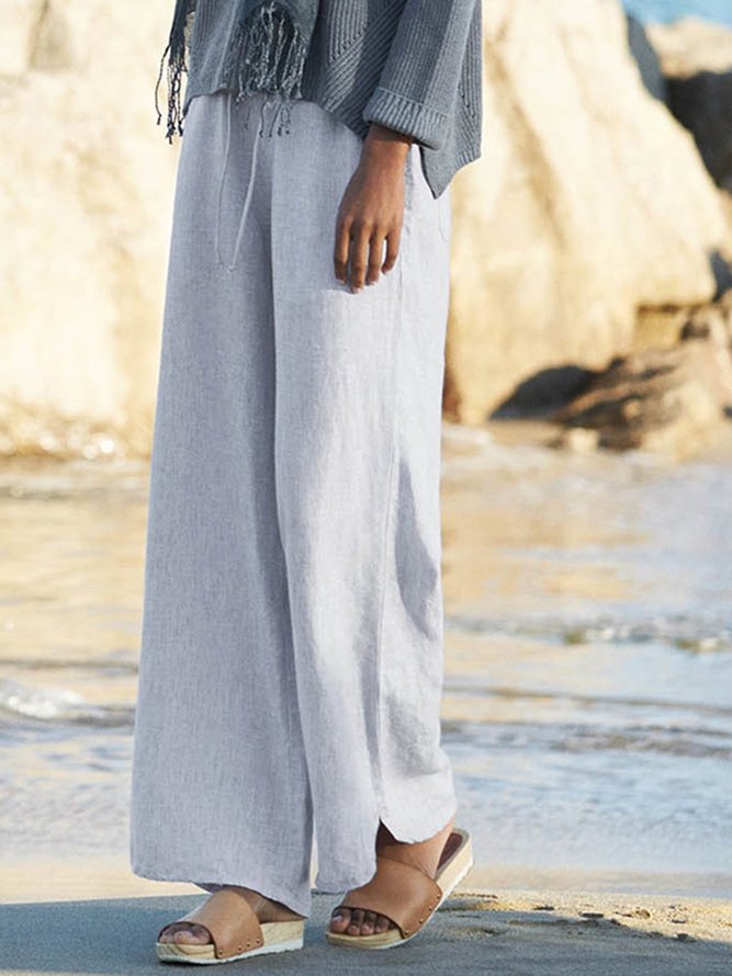 Solid Linen Paneled Pants