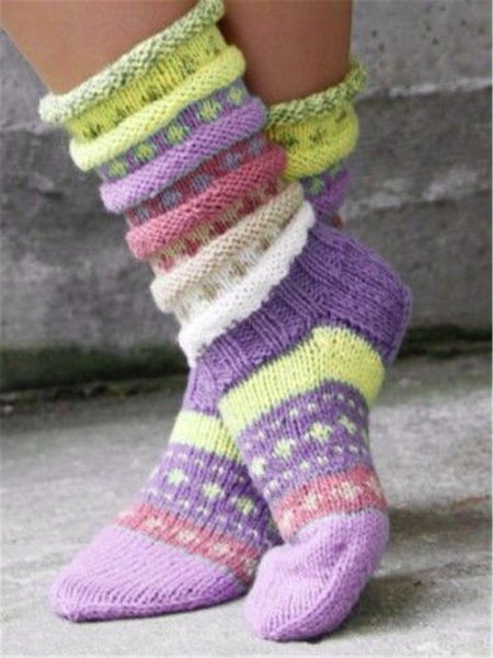 JFN Casual Warm Woolen Colorful knitted Socks | justfashionnow