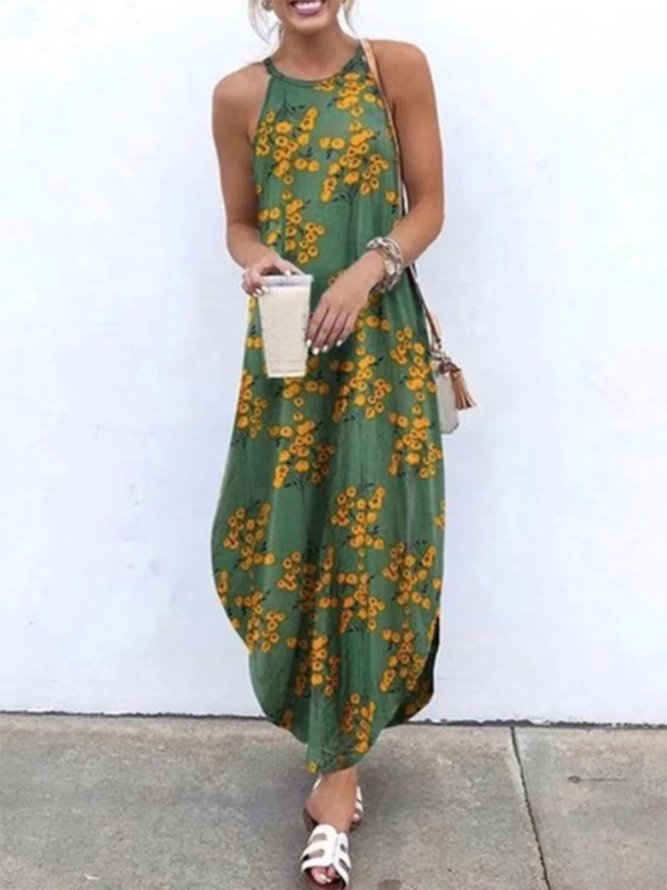 Printed Floral Sleeveless Maxi Dresses Justfashionnow