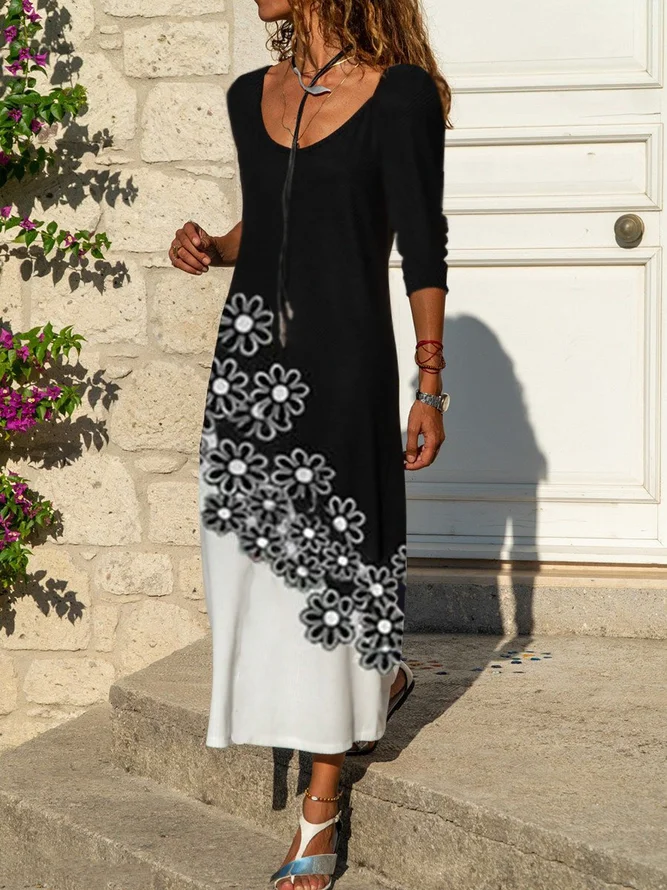 Floral Casual Crew Neck Prom Dresses Justfashionnow