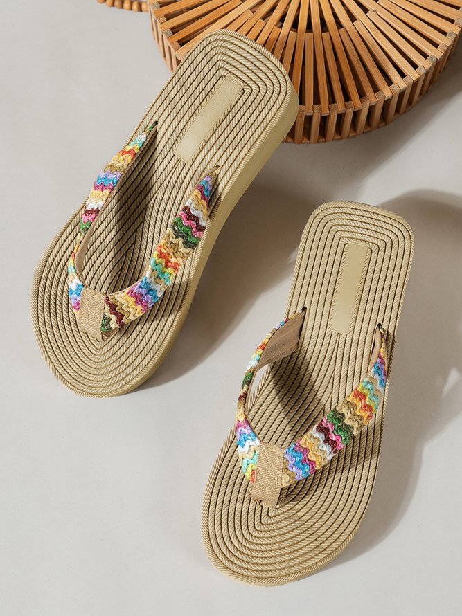 Women Multicolor Braided Beach Flip-Flops | justfashionnow