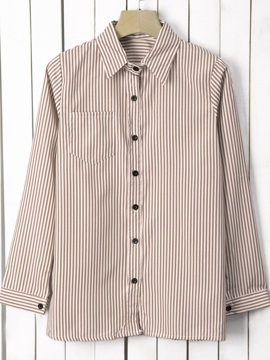 Shirt Collar Buttoned Long Sleeve Shirt